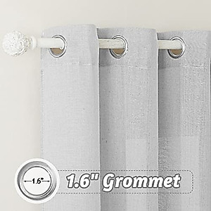 RYB HOME Grey Sheer Curtains - Linen Curtains Grommet Window Curtain Drapes Light Airy Semi Sheers for Bedroom Patio Living Room Patio Door, Wide 52 x Long 84 inch, 2 Panels, Dove Grey