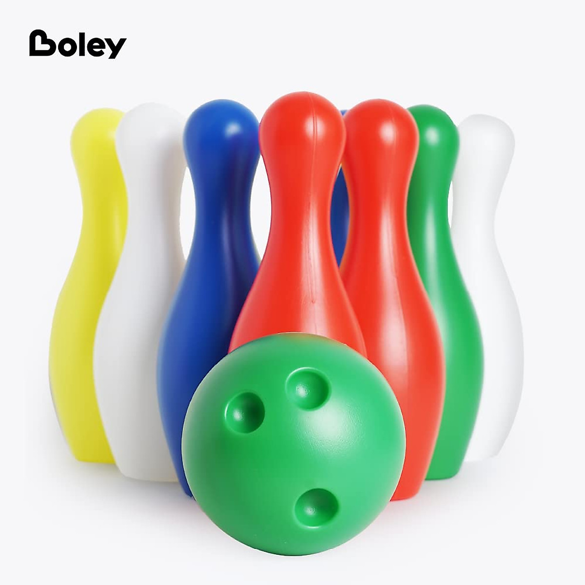 Boley Kids Bowling Set - 12 Piece Toddler Bowling Game - Indoor Outdoor Lawn Bowling Kit for Children - Lightweight, Safe, Family Play Set - Ideal Toy for Preschoolers, Garden Games, Party Fun