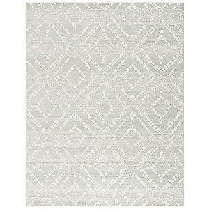 SAFAVIEH Adirondack Collection Area Rug - 8' x 10', Green & Ivory, Modern Diamond Distressed Design, Non-Shedding & Easy Care, Ideal for High Traffic Areas in Living Room, Bedroom (ADR131Y)