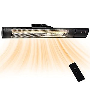 Star Patio Electric Patio Heater, Outdoor Wall Mounted Heater, Infrared Heater with Remote, Instant Heating1500W, IP55 Waterproof Outdoor Heaters, Without Bright Light, STP2580-RM-S