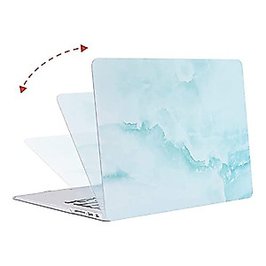 MOSISO Compatible with MacBook Air 13 inch Case (Models: A1369 & A1466, Older Version 2010-2017 Release), Plastic Cloud Marble Hard Shell Case & Keyboard Cover & Screen Protector, Hot Blue