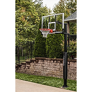 Silverback 60" In-Ground Basketball System with Adjustable-Height Tempered Glass Backboard and Pro-Style Breakaway Rim