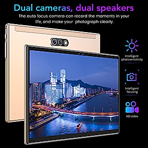 Kufoo Gold Tablet, HD IPS Display Office Tablet 13MP Camera 8800mAh 100‑240V for Game (US Plug)