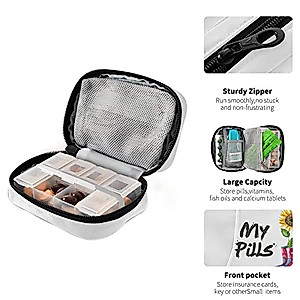 Naanle My Sunflower Pill Box 7 Day Pill Case Travel Pill Organizer Bag with Zipper Portable Weekly Case Compact Size for Vitamin Supplement Holder