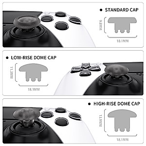 eXtremeRate Clear Black Replacement Swappable Thumbsticks for PS5 Edge Controller, Custom Interchangeable Analog Stick Joystick Caps for PS5 Edge Controller - Without Controller & Thumbsticks Base