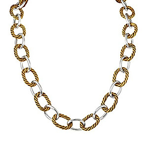 UNY JEWEL Twisted Cable Wire Link Chain Bracelet Two Tone Designer Brand Inspired Women Jewelry Valentine Christmas Gift (Silver)