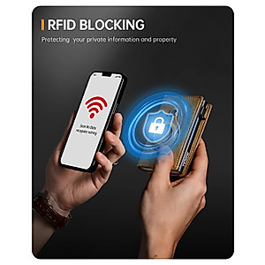 YESIIW AirTag Wallet For Men, Smart Wallet RFID Blocking Credit Card Holder, Silm Leather Front Pocket Wallet, Minimalist Trifold Wallet with ID Window, Money Clip, Apple Airtag Holder (Earth Yellow)