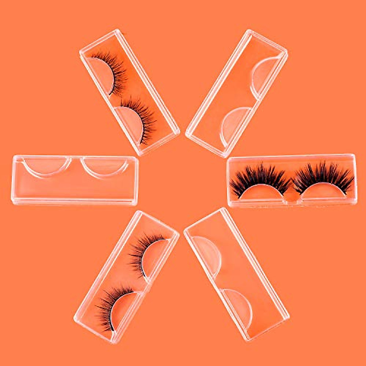 100 Packs False Eyelash Storage Box with Eyelash Tray, Empty Fake Eyelash Packaging Box Plastic Eyelash Care Storage Cases for Women Girls (Clear)