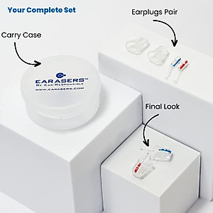 EARasers Noise Cancelling Earplugs - Reusable Noise Reduction Musicians Earplugs for Concerts, Djs – 19dB Peak Reduction