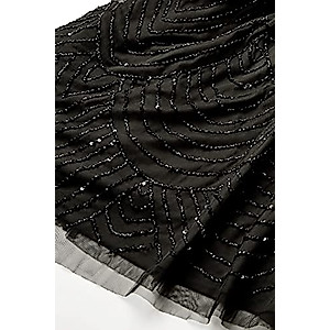 Adrianna Papell Women's Long Beaded Blouson Gown, Black, 16