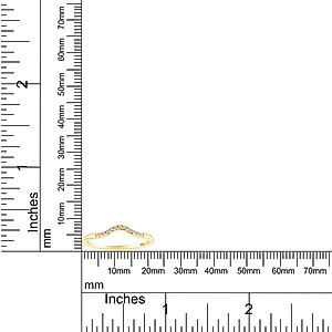 AFFY Round Cut White Cubic Zirconia Curved Wedding Band Ring in 14k Yellow Gold Over Sterling Silver