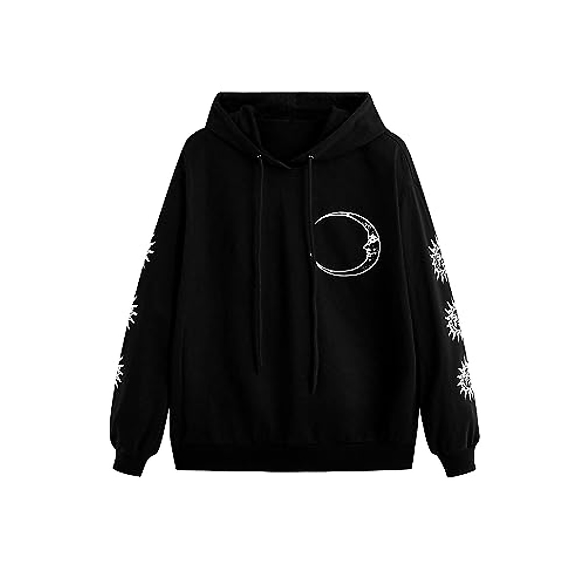 SweatyRocks Women's Hoodie Tops Casual Long Sleeve Graphic Tunic Sweatshirts Top Moon Print M