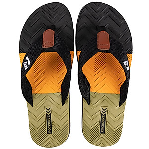 RockDove Men's Pierside Color-Blocking Flip-Flop, Size 8 US Men, Orange/Black