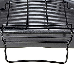 Goodcook Quick Roaster Pan and locking rack, with juice gathering pools for easier, safer, faster basting, 17x12x3 inches, Grey