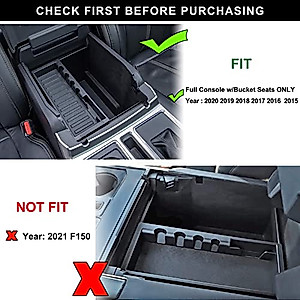 PIMCAR Compatible with Ford 2015-2020 F150, 2017-2022 F250 F350 F450, 2018-2022 Expedition Center Console Organizer Insert Tray Pallet Storage Accessories (Work Great with The Factory Tray) - Black