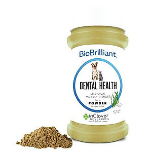 Dental Health Powder for Dogs and Cats, Natural Pet Supplement by InClover, BioBrilliant Dog and Cat Teeth Treat, Helps Dental Health, Daily Supplement for Pets, Natural Whey Goat Milk, Sweeten Breath