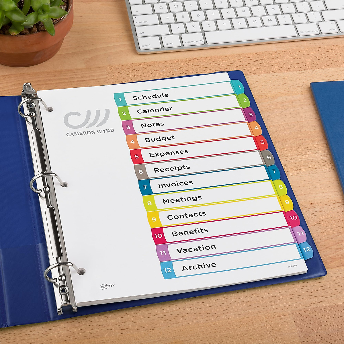 Avery 12 Tab Dividers for 3 Ring Binders, Customizable Table of Contents, Multicolor Tabs, 1 Set (11843)