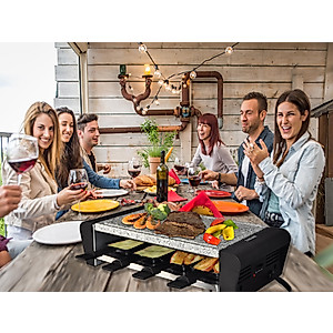 TAMARIT Raclette Table Grill 3-in-1 Electric Grill Portable, Korean BBQ Grill Indoor with 8 Paddles, Dishwasher Safe Reversible Non-stick Aluminum Plate & Grill Stone for Parties and Family Gatherings