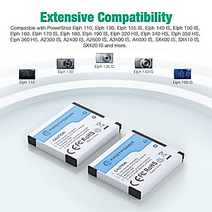 FirstPower NB-11L NB-11LH Battery and USB Charger for Canon PowerShot Elph 180 Elph 360 Elph 110 Elph 130 Elph 135 Elph 150 Elph 190 Elph 320 Elph 340 Elph 350, A4000 SX420 SX410 SX400 and More