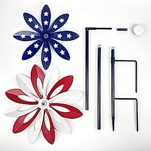 Wind Spinners Outdoor Metal with Patriotic, Magical Garden Windmill Decor Kinetic Sculptures for Yard Garden Lawn, American Flag Pinwheel Decorations