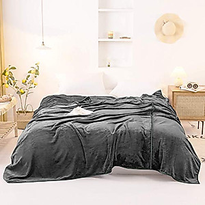 YardsBee Extra Large Blanket 120 x 120 Inches Lightweight Soft Smooth Big Grey Flannel Blanket 10' x 10' for Bed Christmas Blanket Gift for Family