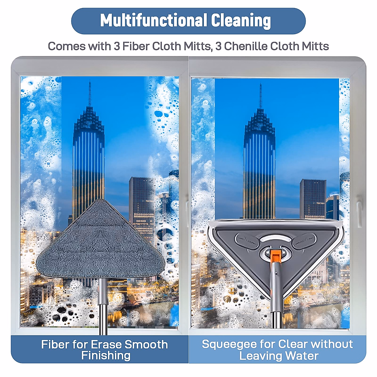 85 Inch Wall Cleaner Mop with Long Handle,Baseboard Cleaner Tool 360° Rotatable with Extension Pole 39" to 85",6 Replacement Microfiber Mop Pads,Wall Mop for Wall Washer Cleaning Ceiling Window Floor