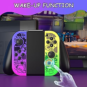 SplatDance Joycon Controller for Nintendo Switch, Joypad Left and Right Switch Controllers Support Vibration/6-Axis Gyroscope and Wake-up Function
