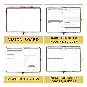 The Phoenix Planner - Best Daily Calendar and Agenda for Goal Setting, Boost Happiness and Productivity - Gratitude Journal, Habit Tracker, Quarterly Business Planner - 6 Months, Undated (Charcoal)