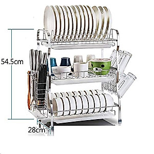 SDGH Dish Rack Kitchen Rack Three-Tier Dish Rack Drain Rack Bowl Storage Box Drying Dish Rack Knife Rack Kitchen Storage Rack