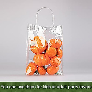 RAYNAG 6 Pack Transparent PVC Gift Wrap Bag with Handles, Reusable Merchandise Retail Shopping Bags, S