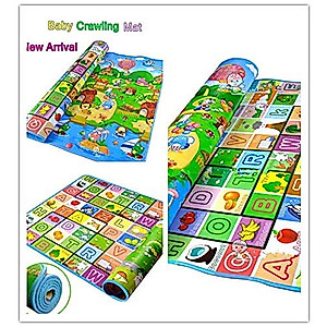 Play Mat for Baby,Baby Care Play Mat Foam Floor Gym,Foldable Non- Bpa Non-Toxic Non-Slip Baby Playmat Thick Extra Large Reversible Waterproof Crawling Mat Portable Toddlers Kids (Animal, Large)