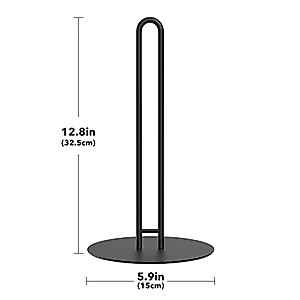 Black Paper Towel Holder Countertop, Farmhouse Paper Towel Holder Stand for Kitchen and Bathroom Organization and Storage, Paper Towel Roll Holder with Non-Slip Base for Standard and Large Size Rolls