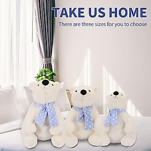 ROPELOK Polar Bear Stuffed Animal Plush, 9.8 Inch Lifelike Super Soft Cute Polar Bear with Scarf, Kawaii Cute Polar Bear Plush Toy for Kids Children Family Xmas Birthday Gifts