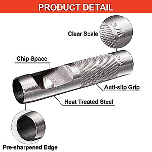 Spurtar 12 PCS Steel Hollow Leather Punch Set 1/8''-3/4''(3-19mm) Heavy Duty Round Hole Punch Set Leather Hole Tool for Watch Cloth Belt Gaskets w/Storage Bag