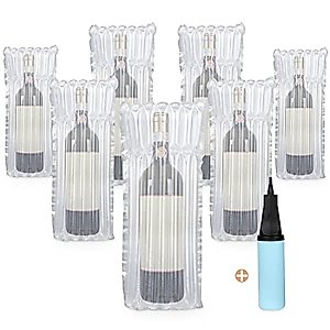 Yimerlen 10 Packs Wine Bottle Travel Protector Bags, Inflatable Air Column Bubble Bag for Wine, Glass bottle protection in Transportation 15.8 x 9.5 In（with Reusable Pump）