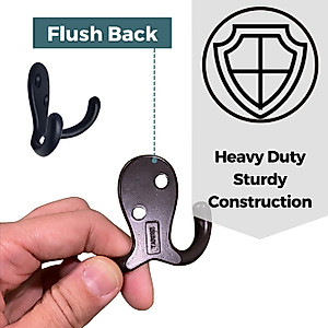 HOWTOOL Wall Hooks for Hanging Heavy Duty 35 lbs Hooks for Walls 5 Pack Oil Rubbed Bronze Black with Screws