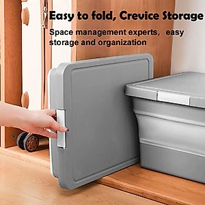 Beinilai Collapsible Storage Bins with lids,26 Qt Plastic Storage Bin Containers Tote Organizing with Secure Buckles，Suitable for Family Outdoor Multi-scene (Dark Gray)