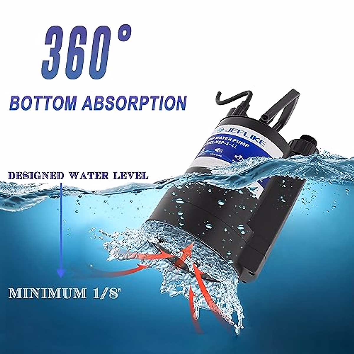 JEFLIKE 1/4HP Water Pump 1980GPH Utility Pump Sump Pump Submersible Thermoplastic Rotatable Handle for Hot Tub Basement Pond Pool Draining