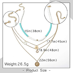 Gangel White Heishi Surfer Choker Layered Necklace Gold Flower Helios Necklace Choker Summer Pendant Jewelry for Women