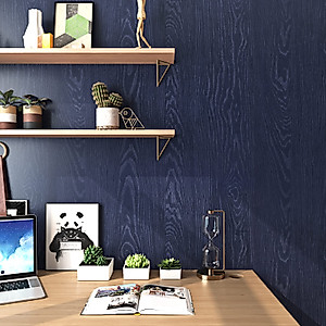 Livelynine Dark Blue Wood Wallpaper Peel and Stick Countertops Waterproof Navy Contact Paper for Cabinets Desk Walls Dresser Cover Top Kitchen Cabinet Wallpaper Matte Wood Grain Vinyl Wrap 15.8x78.8