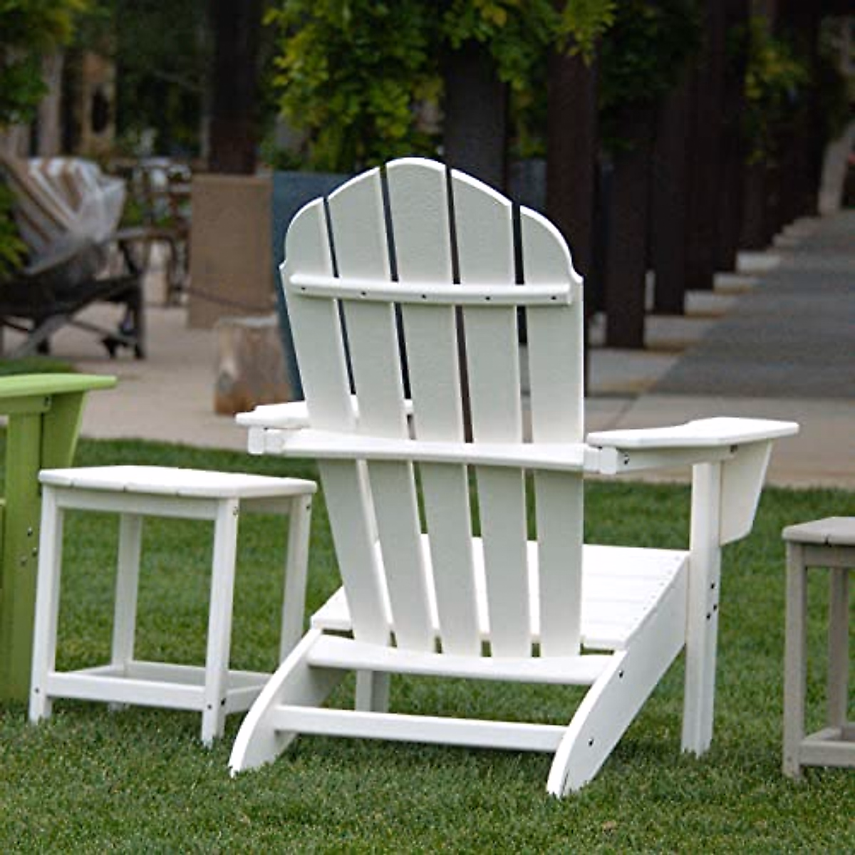 Resin TEAK Essential Adirondack Chair, All Weather Plastic Outdoor Chairs for Fire Pit, Campfire, Patio, Porch, Comfortable Seat for Long Relaxation, Up to 300 lb Capacity - White