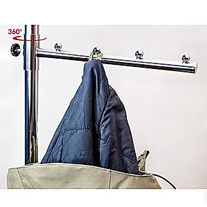 Tatkraft Falcon Garment Rack, Clothes Rack on Wheels, Adjustable Length & Height, Chromed Steel