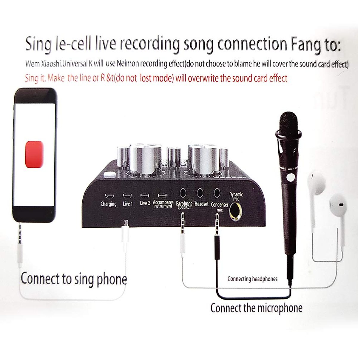 V8 Live Sound Card, Karaoke Sound Mixer Recording Sound Card USB Audio Interface Intelligent Volume Adjustable Audio Mixer Sound Card with Multiple Funny Sound Effect