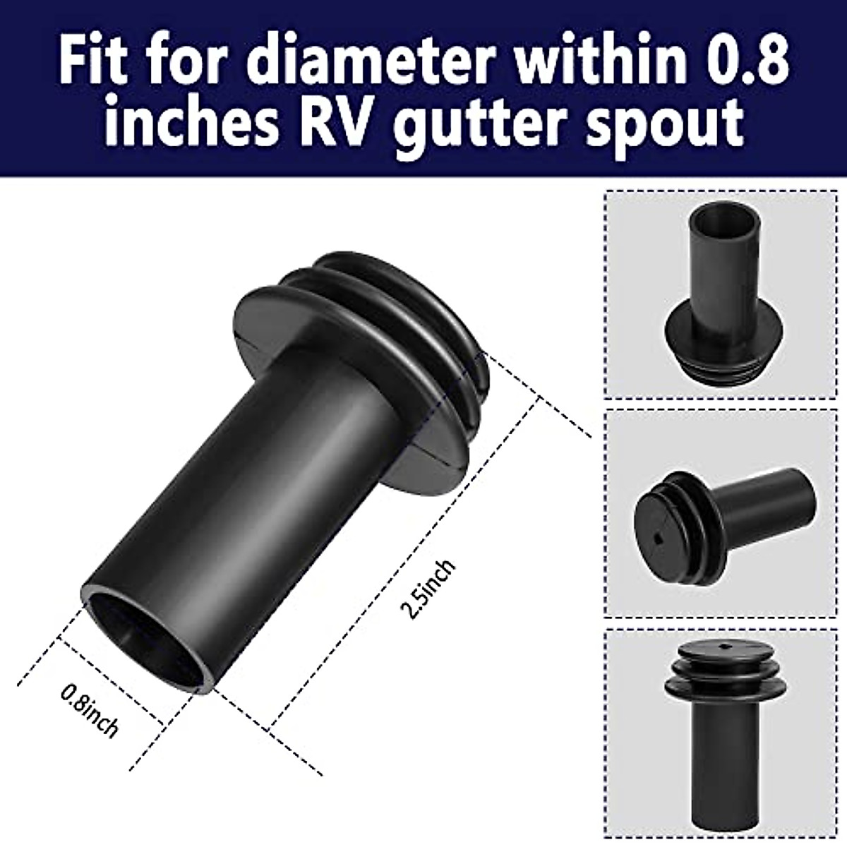 4pcs RV Gutter Spout Protector,RV Cover Protective Sleeve,RV Rain Gutter Spout Covers Protects Spout Ends from Gutter Spout Damage (4.5cm Long)