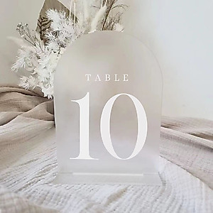 JINMURY Frosted Arch Table Numbers for Wedding Reception, 10 Pack 5x7" Frosted Arch Acrylic Table Signs with Holder Acrylic Table Numbers 1-10, Perfect for Wedding Table Centerpiece Decoration