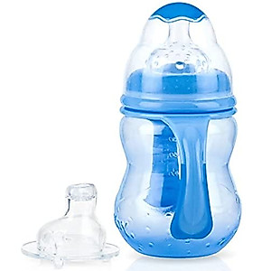 Nuby Non-Drip 3-Stage Wide Neck Bottle to Cup, 8 Ounce, Colors May Vary
