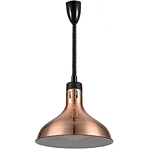 Food Heating Warmer Lamp Heat Lamp for Food, Commercial Food Warmer Lights, Telescopic Heating Lamps for Buffet Kitchen Restaurant, 290mm Lampshade with Bulb (Color : Red Copper, Size : 1pcs)