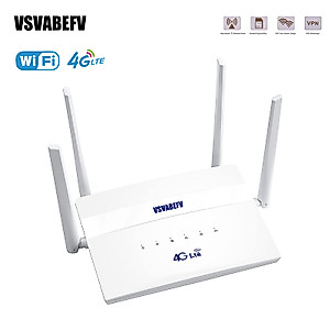 4G LTE Wireless Router with SIM Card Slot 300Mbps Unlocked Wireless Mobile WiFi Hotspot Routers with Antennas for B2/B4/B5/B12/B13/B17/B18/B25, Sim Card Router Support T-Mobile AT&T