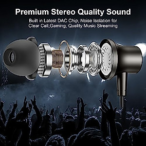 USB C Headphone Type C Earphone Magnetic Wired Earbud for Samsung Galaxy Z Fllip 5 Fold A53 A54 S23 S22 S21 S20 in-Ear Noise Canceling Stereo Headset with Microphone for School Google Pixel 6a 7a 7 6