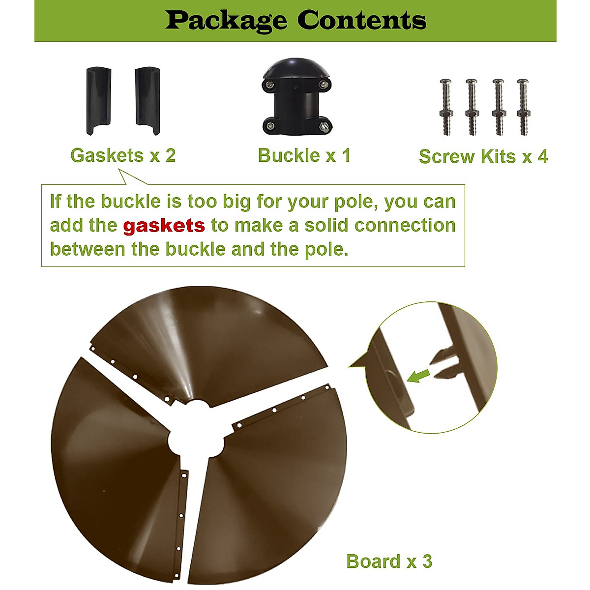 Ansionsol 19 Inch Wide Squirrel Baffle for Bird Feeder Pole, Outside Pole Mount Stopper & Bird House Guard for Outdoor Shepherd’s Hook, Brown, 1 Pack